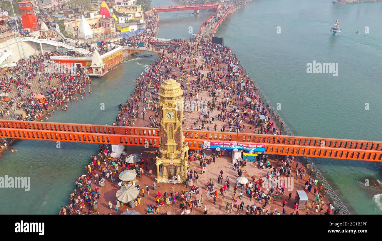 Pilgrims Holy dip in river Ganges, The Home of Pilgrims in India, Kumbh ...