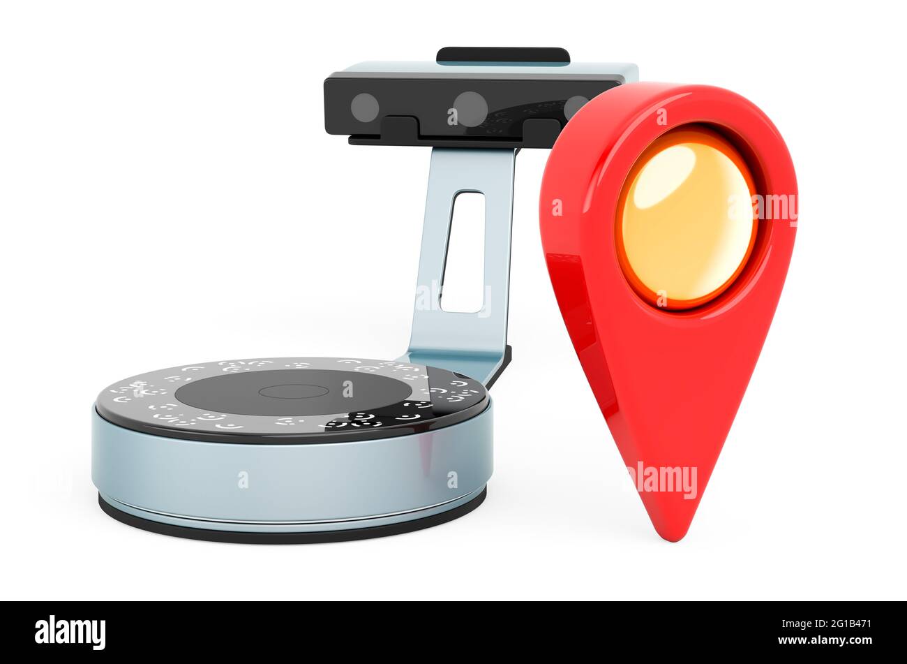 3D scanner with map pointer, 3D rendering isolated on white background ...