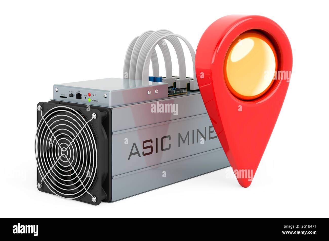ASIC miner with map pointer, 3D rendering isolated on white background Stock Photo - Alamy