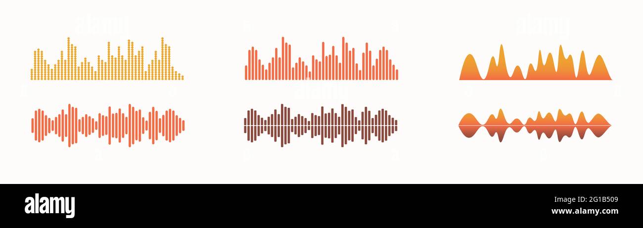Sound wave, equalizer sound track. Set of vector isolated elements ...