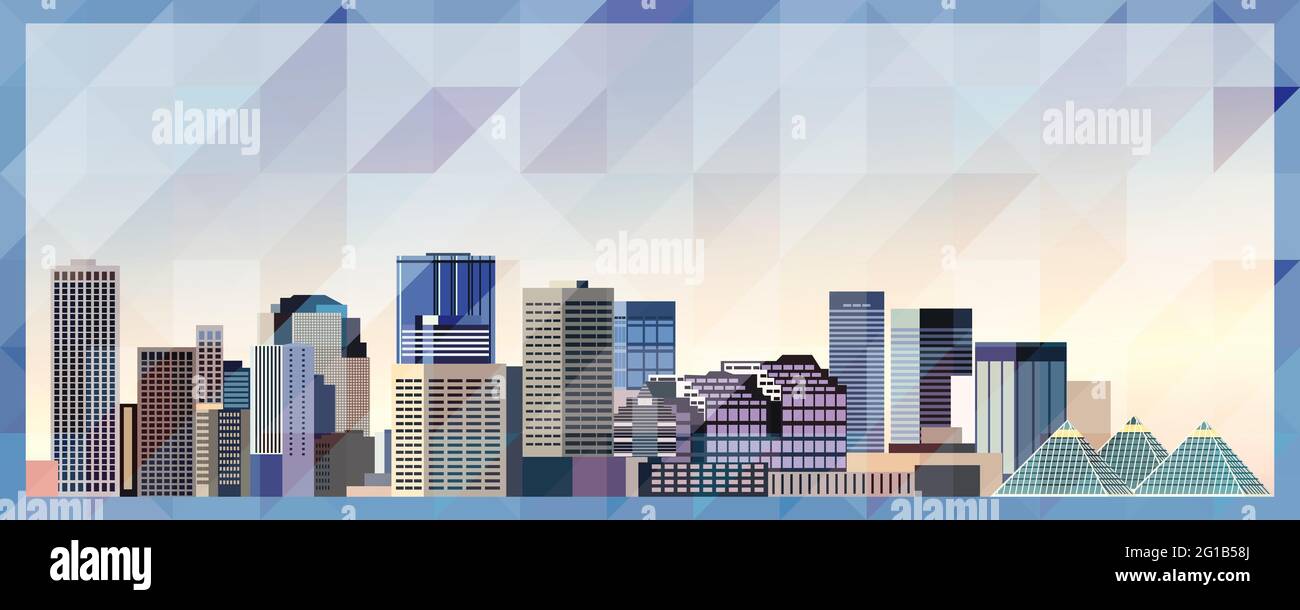 Edmonton skyline vector colorful poster on beautiful triangular texture ...