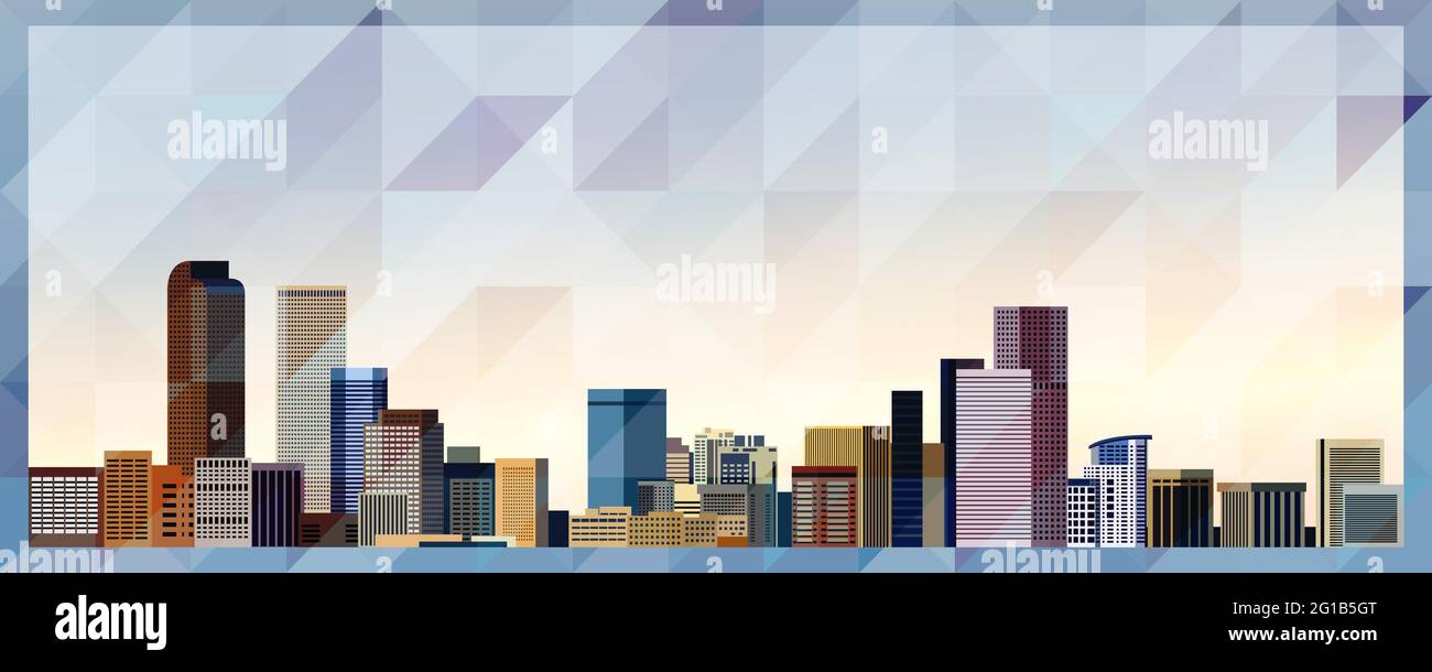 Denver skyline vector colorful poster on beautiful triangular texture ...