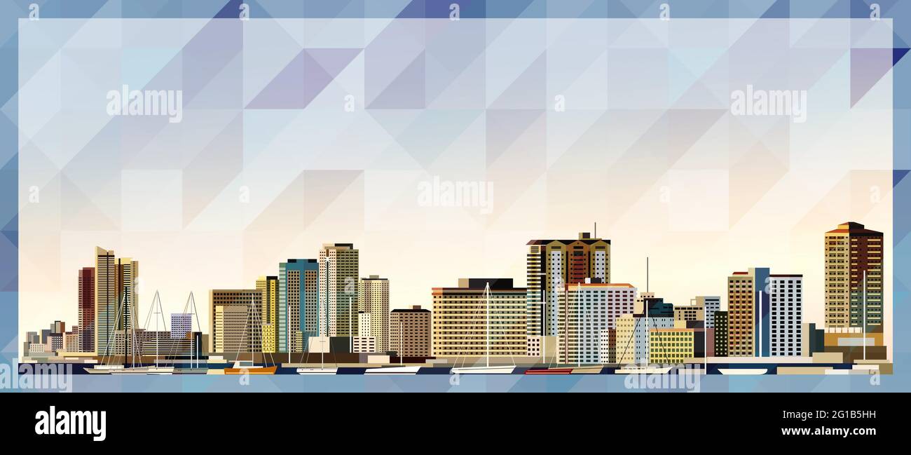 Manila skyline vector colorful poster on beautiful triangular texture ...