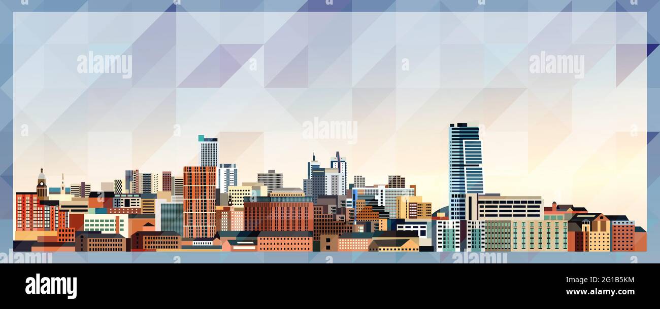 Leeds skyline vector colorful poster on beautiful triangular texture ...