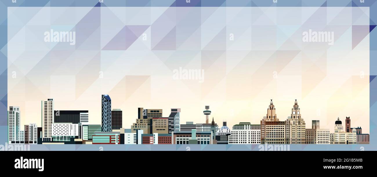 Liverpool skyline vector colorful poster on beautiful triangular ...