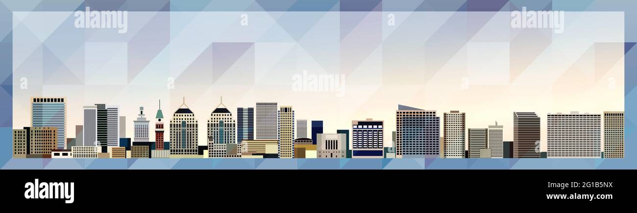 Oakland skyline vector colorful poster on beautiful triangular texture ...