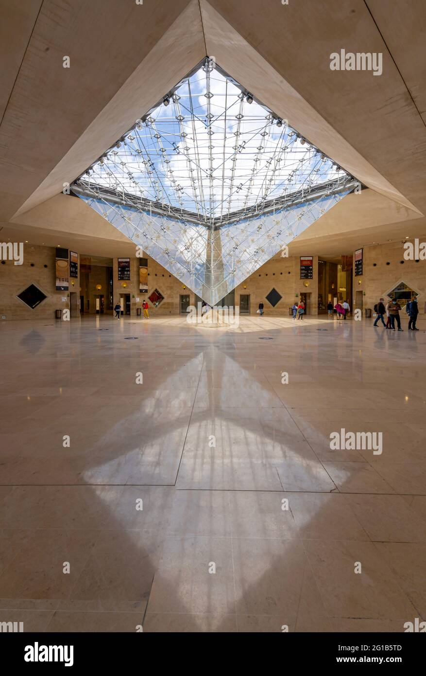 Paris, France - 21 05 2021: Louvre Museum. View of the inverted pyramid ...