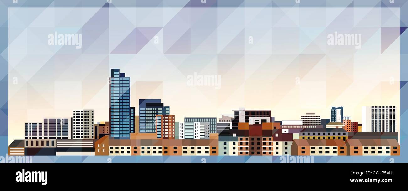 Southampton skyline vector colorful poster on beautiful triangular ...