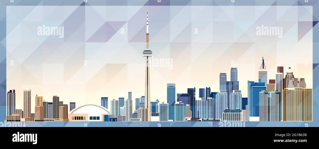 Toronto skyline vector colorful poster on beautiful triangular texture ...