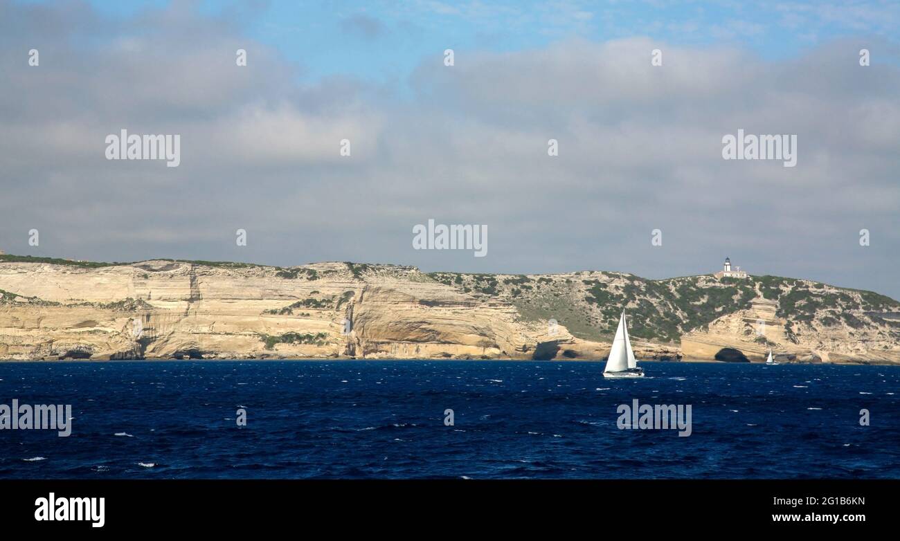 Strait of Bonifacio as seen from the Corsican coast in France Stock ...