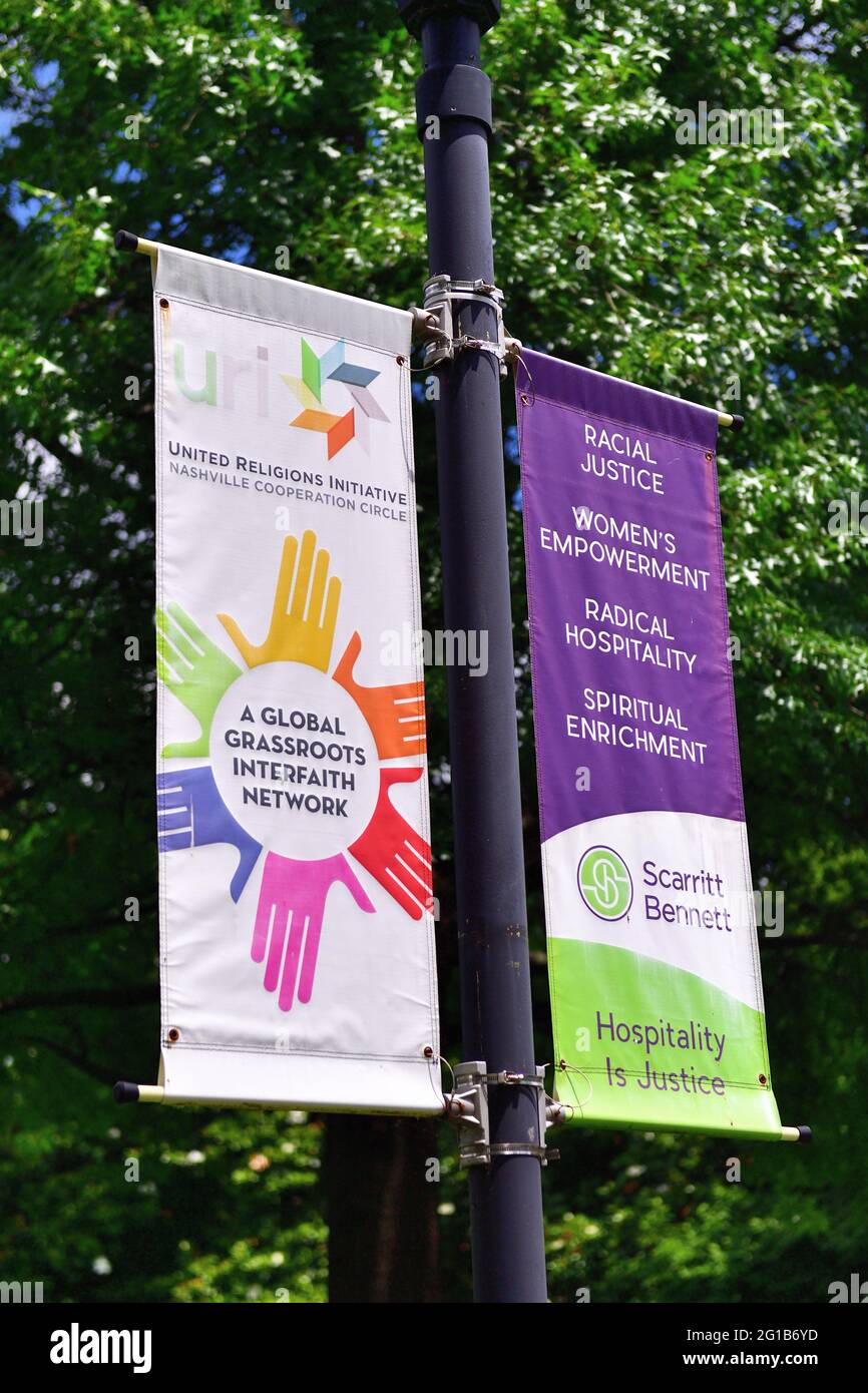Nashville, Tennessee, USA. Banners at the Scarritt-Bennet Center Stock ...
