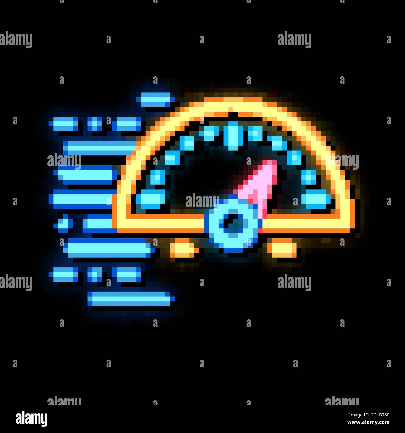 Speedometer neon glow icon illustration Stock Vector Image & Art - Alamy
