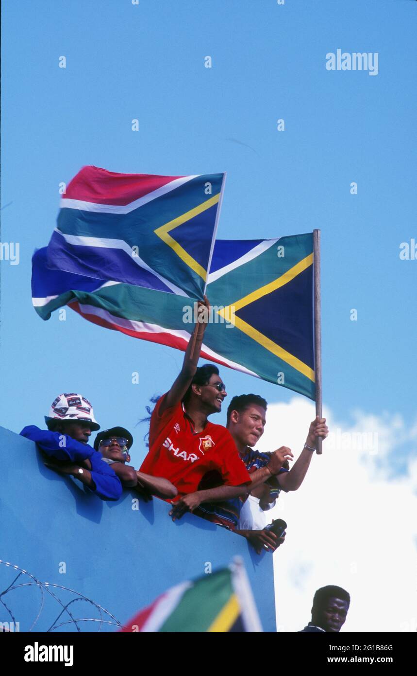 South Africa, Johannesburg, 1990: Spectators at an international sports ...