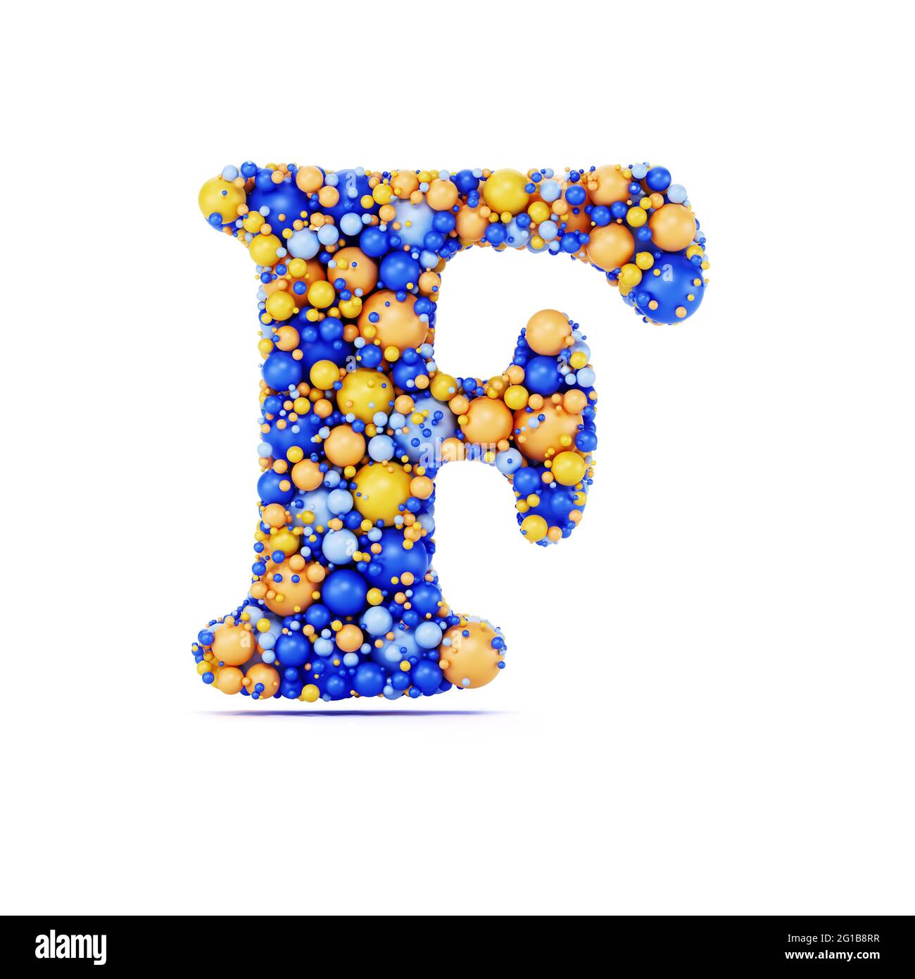 F letter with colored shiny balls. Realistic 3d rendering illustration ...