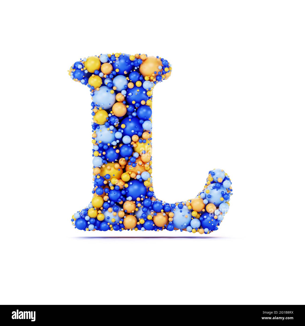 L letter with colored shiny balls. Realistic 3d rendering illustration ...
