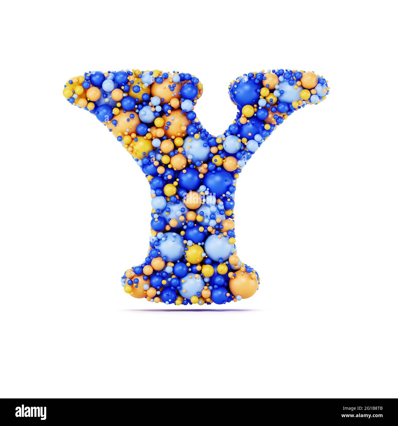 Y letter with colored shiny balls. Realistic 3d rendering illustration ...
