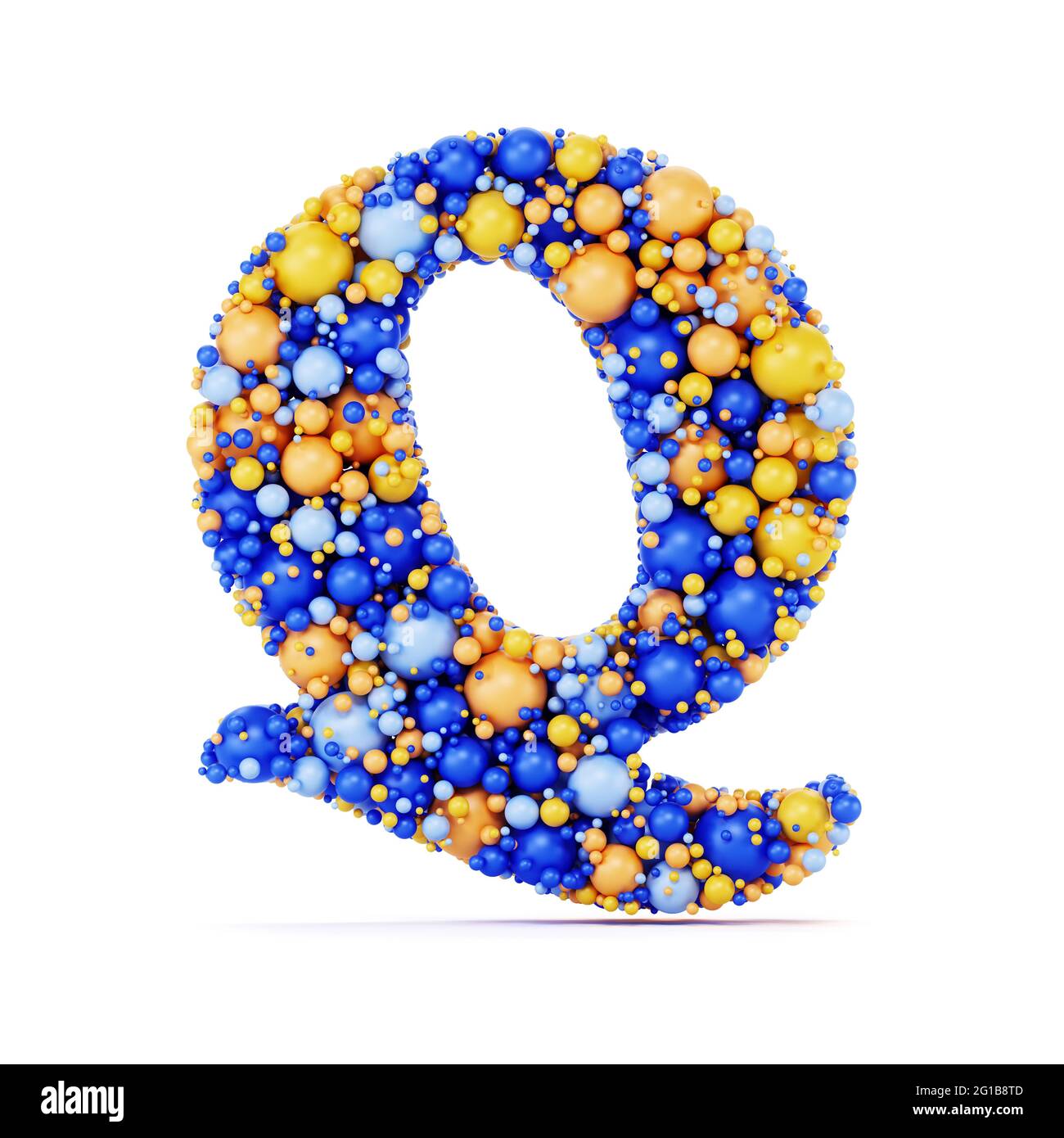 Q letter with colored shiny balls. Realistic 3d rendering illustration ...
