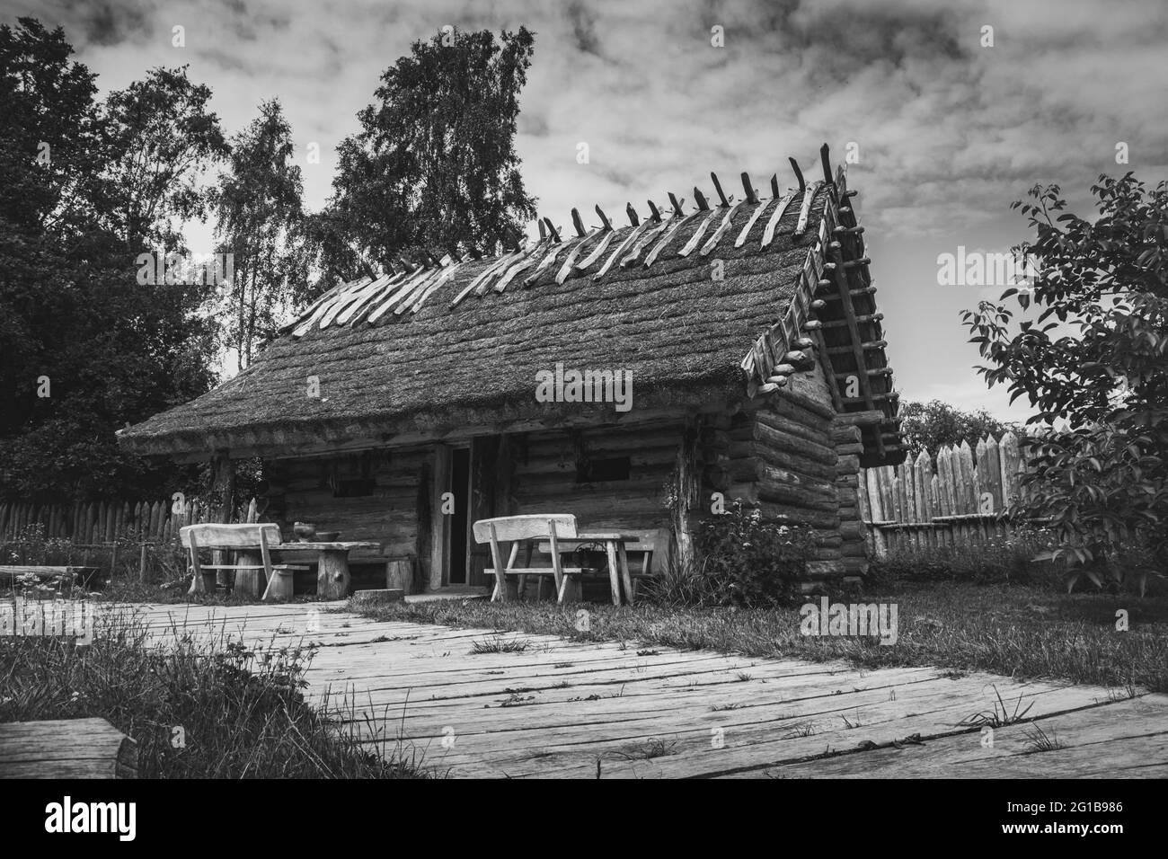 Fort fortifications from the Middle Ages in the open air museum on a ...