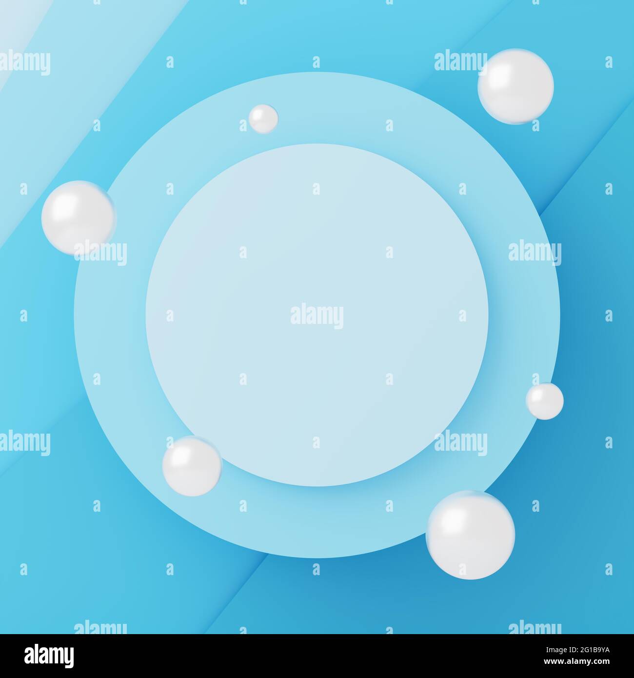 3D illustration of floating sphere and round empty frame Stock Photo ...