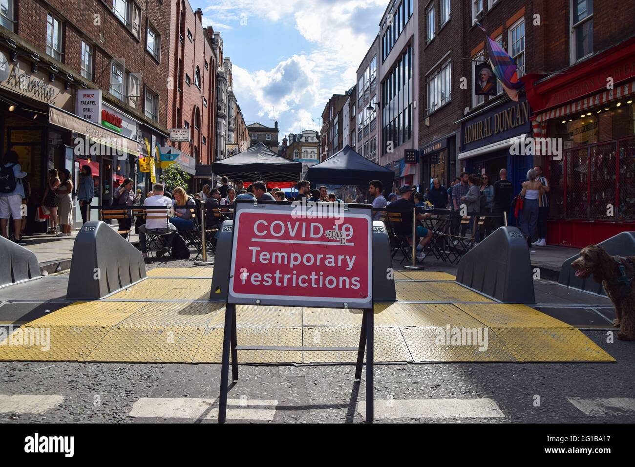 London, United Kingdom. 6th June 2021. A COVID-19 traffic restriction ...