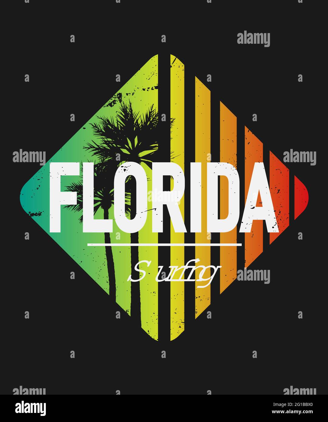 florida beach typography, t-shirt graphics, vectors on black Stock ...