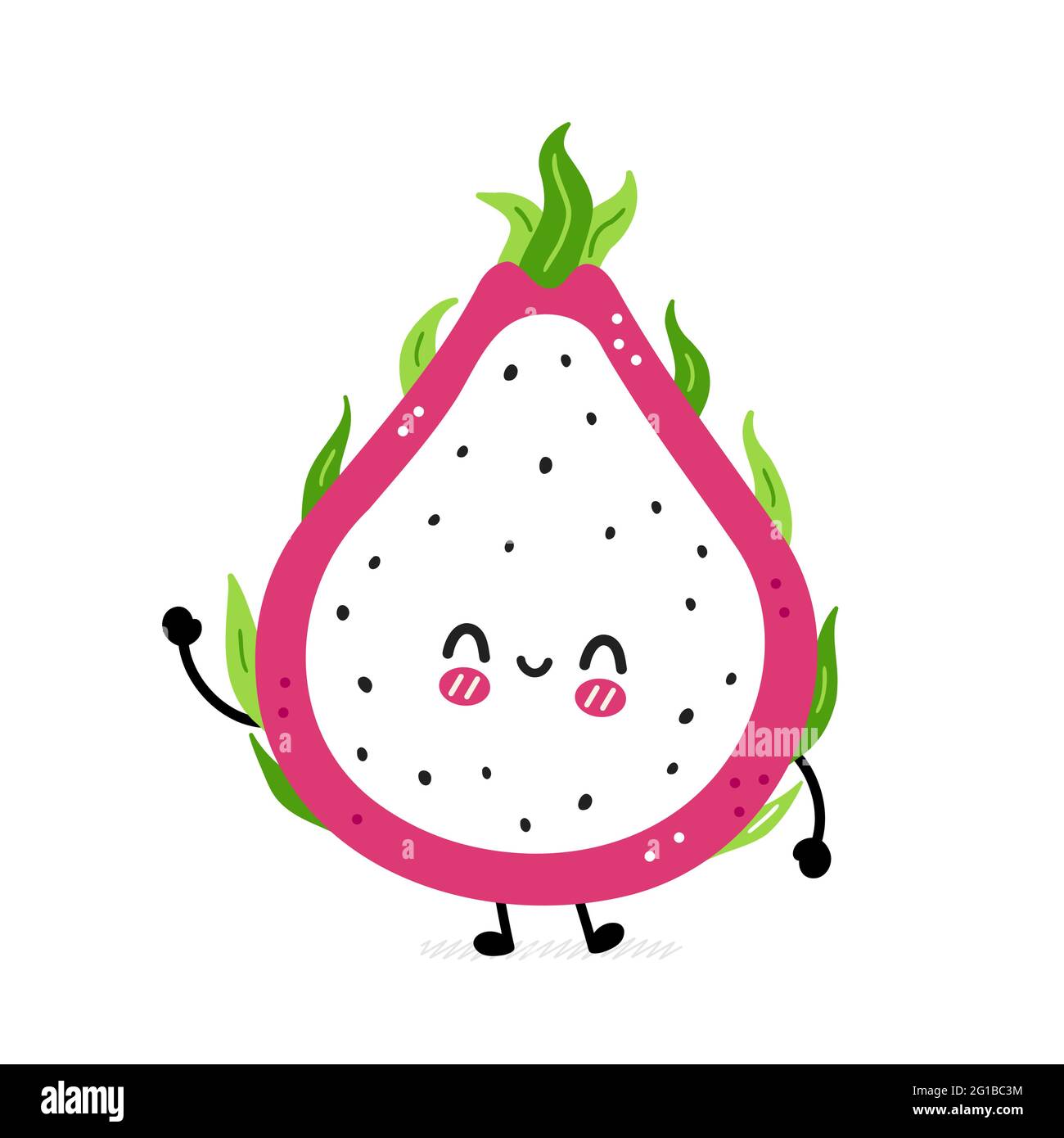 Cute funny dragon fruit. Vector hand drawn cartoon kawaii character ...