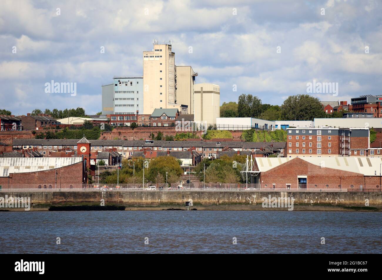 ADM Milling on the south Liverpool skyline viewed from the River Mersey ...