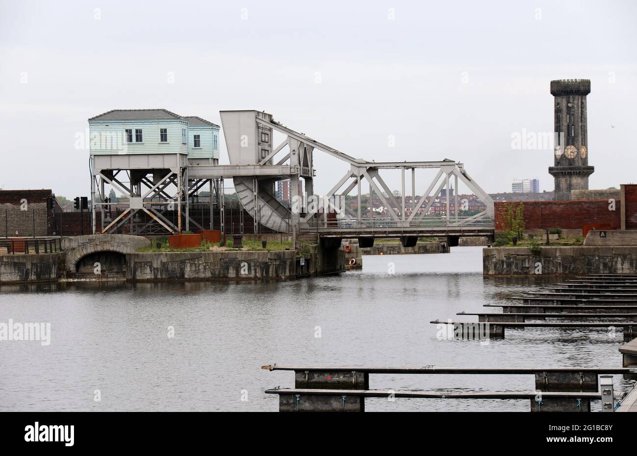 Regent Road and Stanley Dock Bascule Bridge in Liverpool Stock Photo ...