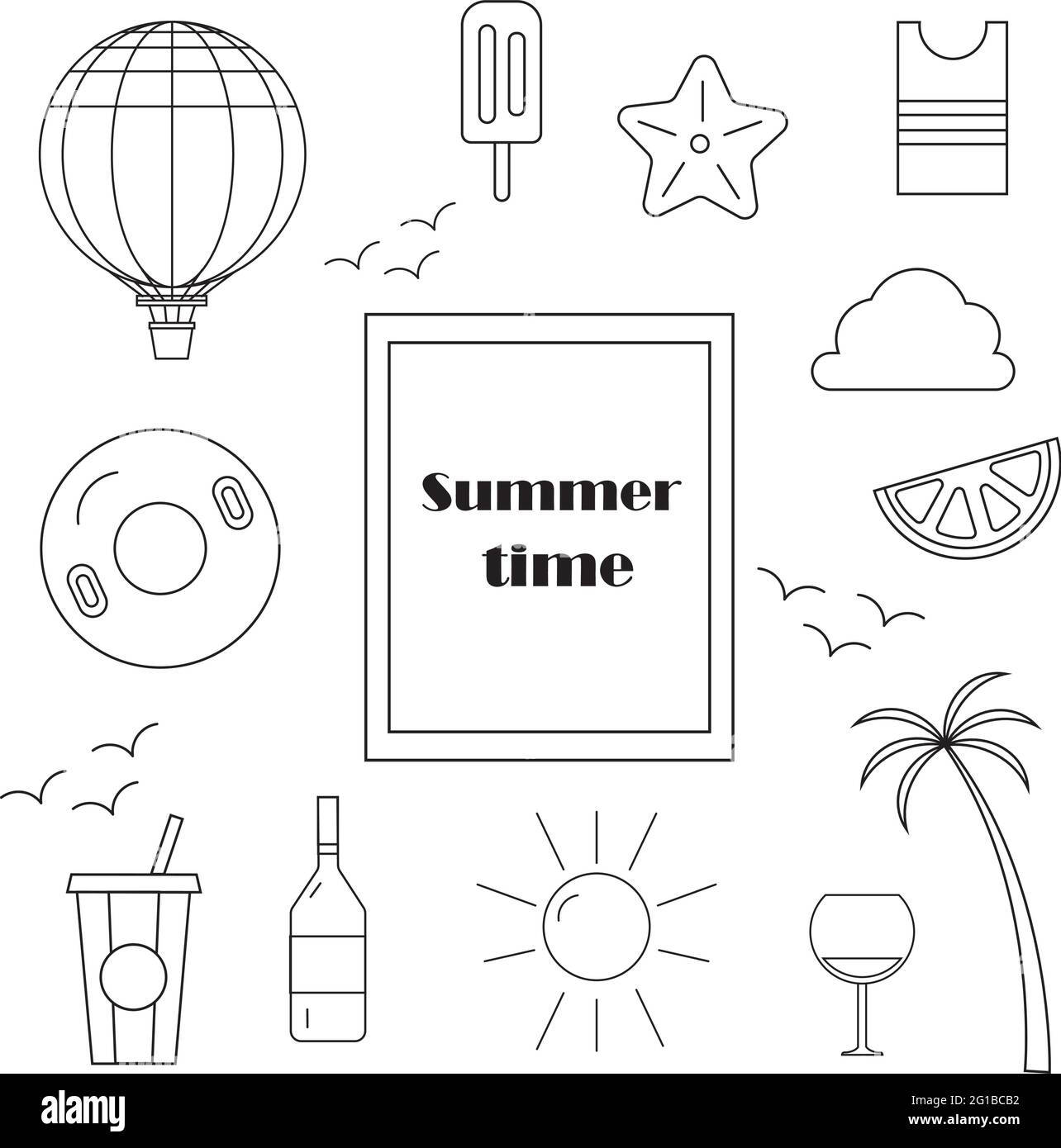 Set summer exotic calligraphy Stock Vector Images - Alamy