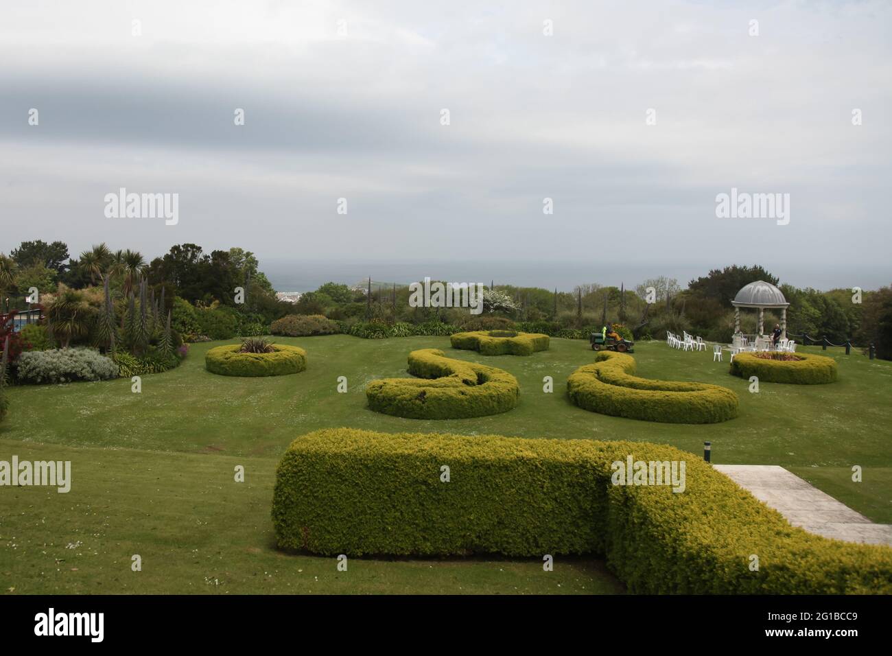 Tregenna Castle gardens and bandstand, Carbis Bay, St. Ives, Cornwall ...