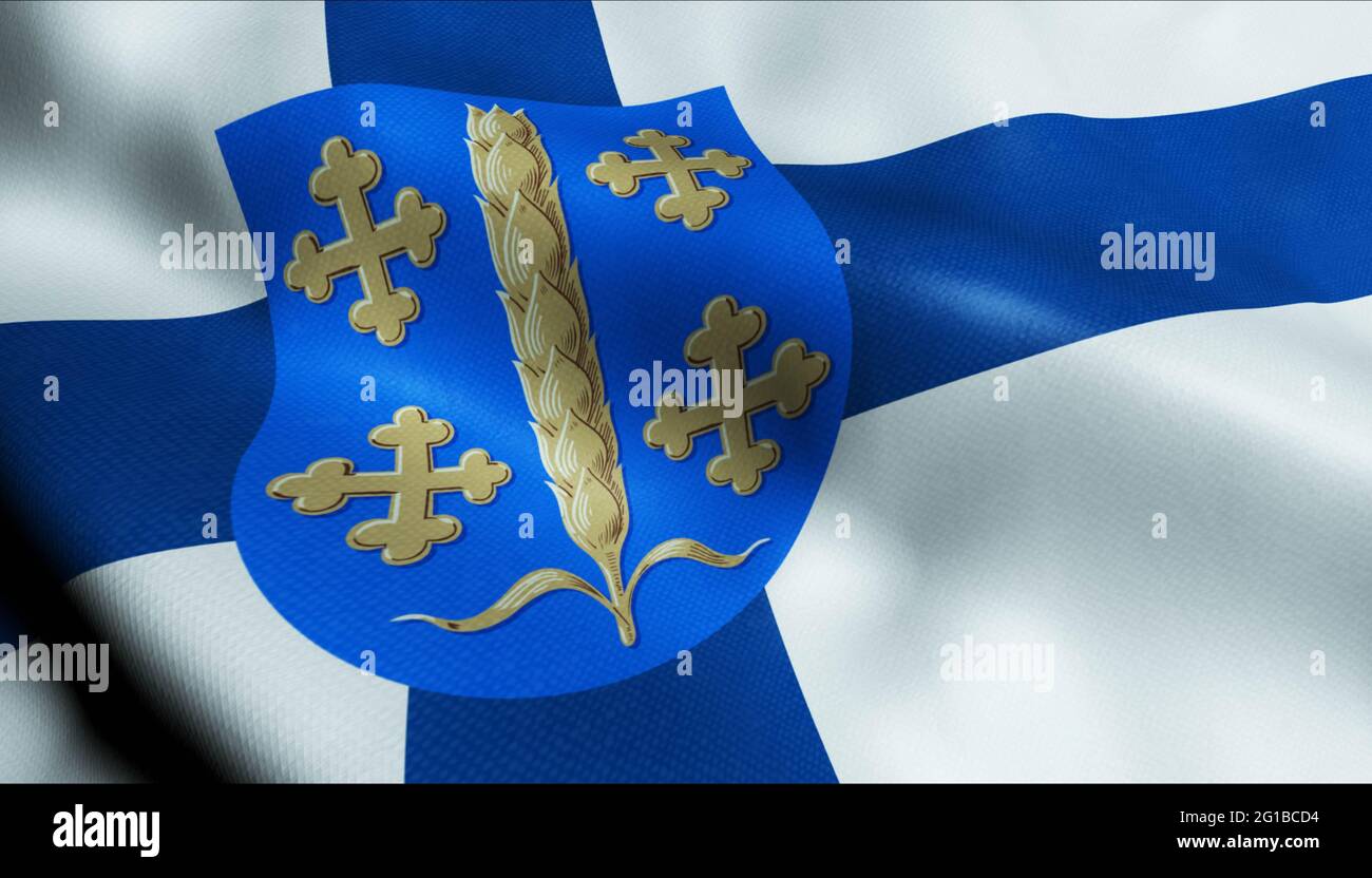 3D Illustration of a waving Finland city flag of Loimaa Stock Photo - Alamy