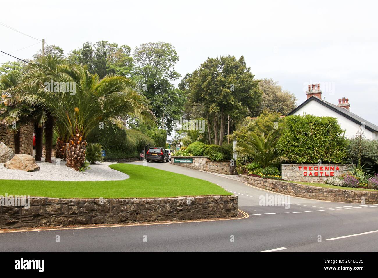 Tregenna Castle Estate entrance to resort taken from A3074 ahead of the ...