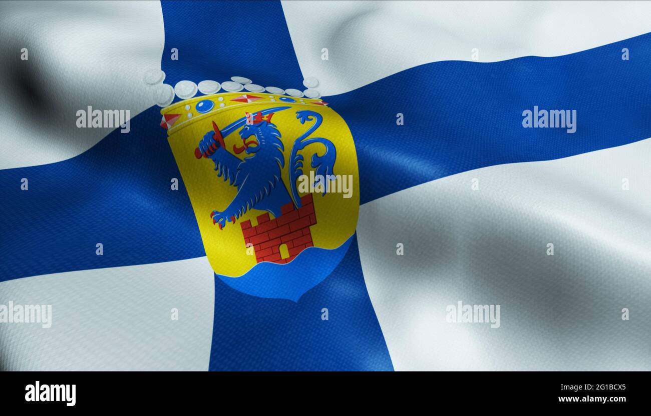 3D Illustration of a waving Finland city flag of Jakobstad Stock Photo ...