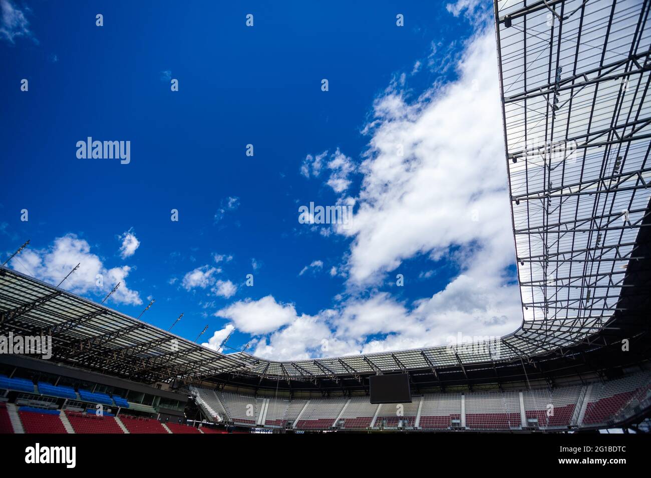 open roof of the stadium with a view of the blue sky Stock Photo - Alamy