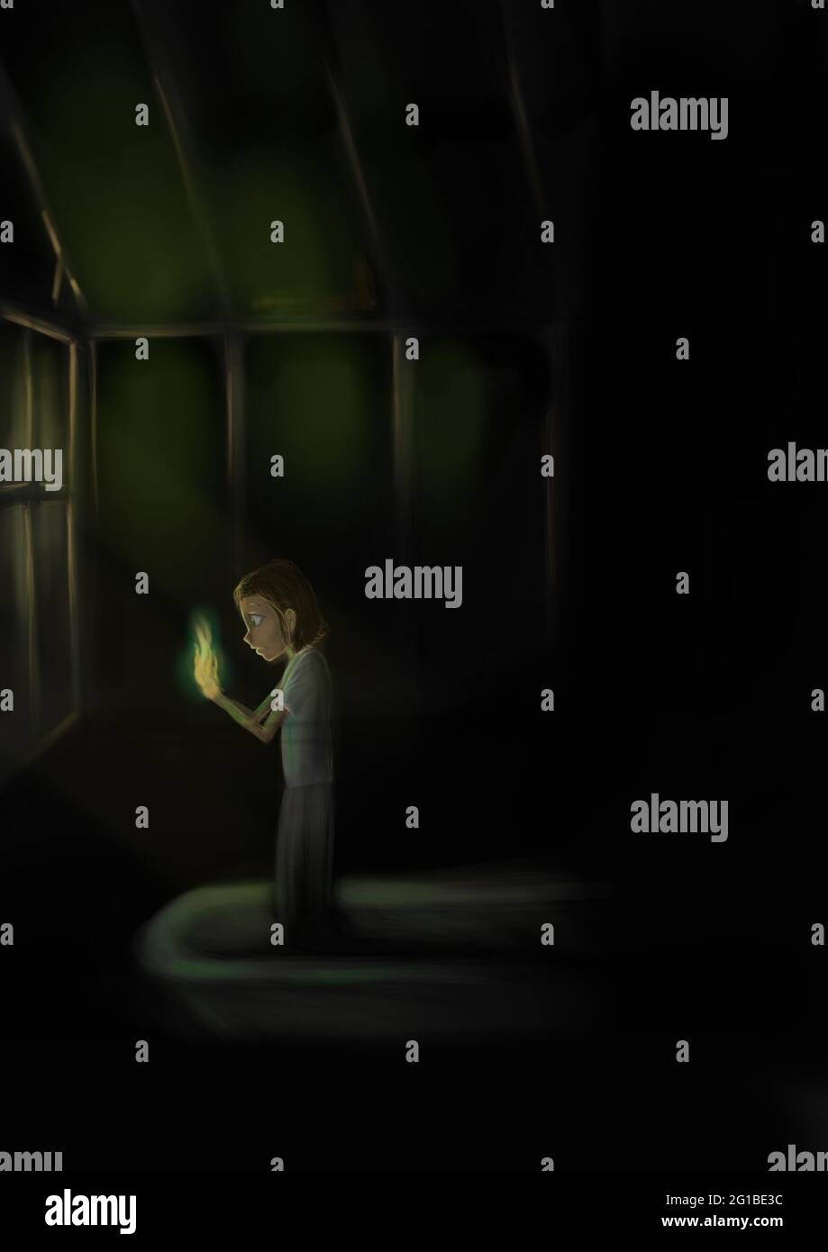 Illustration of a girl knowing her power Stock Photo - Alamy