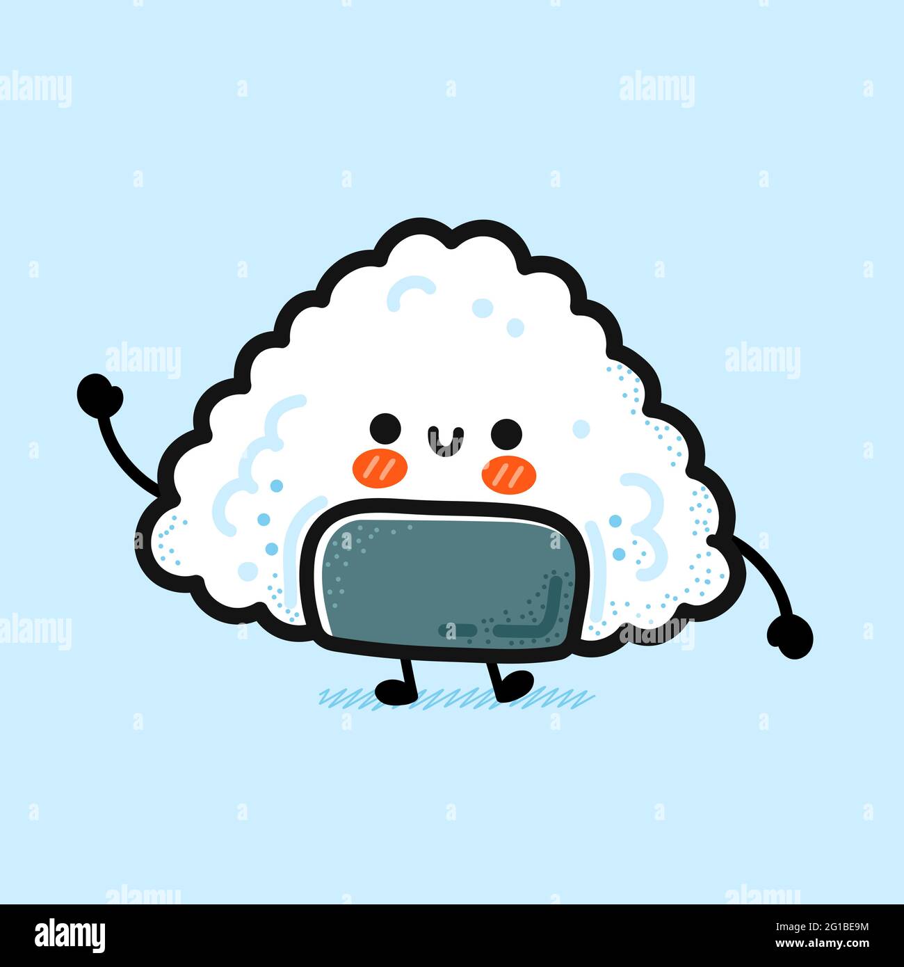 Cute funny onigiri. Vector hand drawn cartoon kawaii character ...