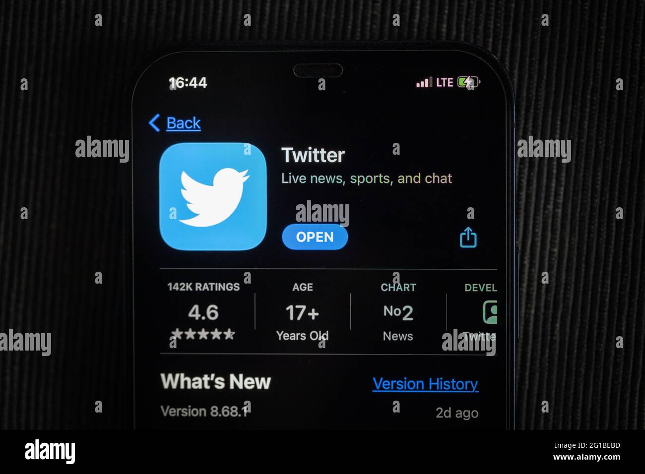 Twitter app in the apple App Store seen on an iPhone 12 screen Stock ...