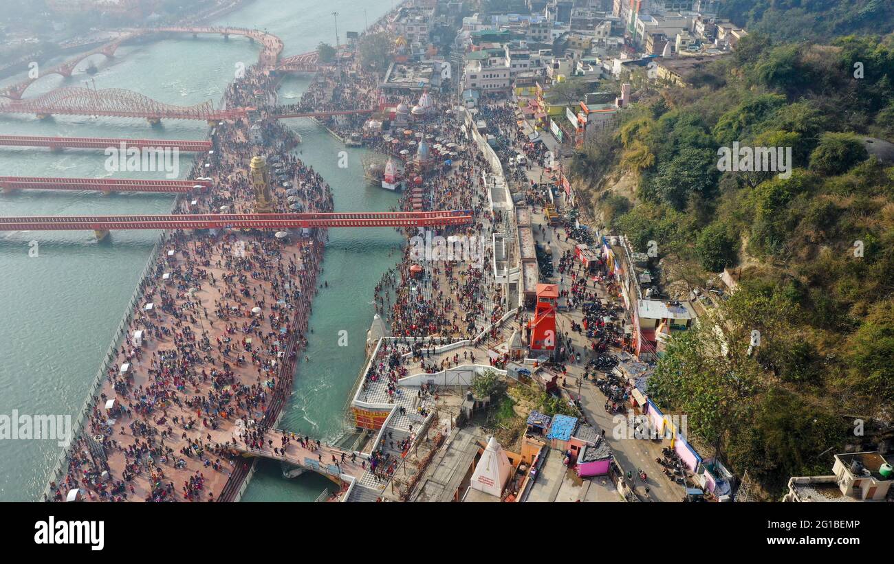 Pilgrims Holy dip in river Ganges, The Home of Pilgrims in India, Kumbh ...