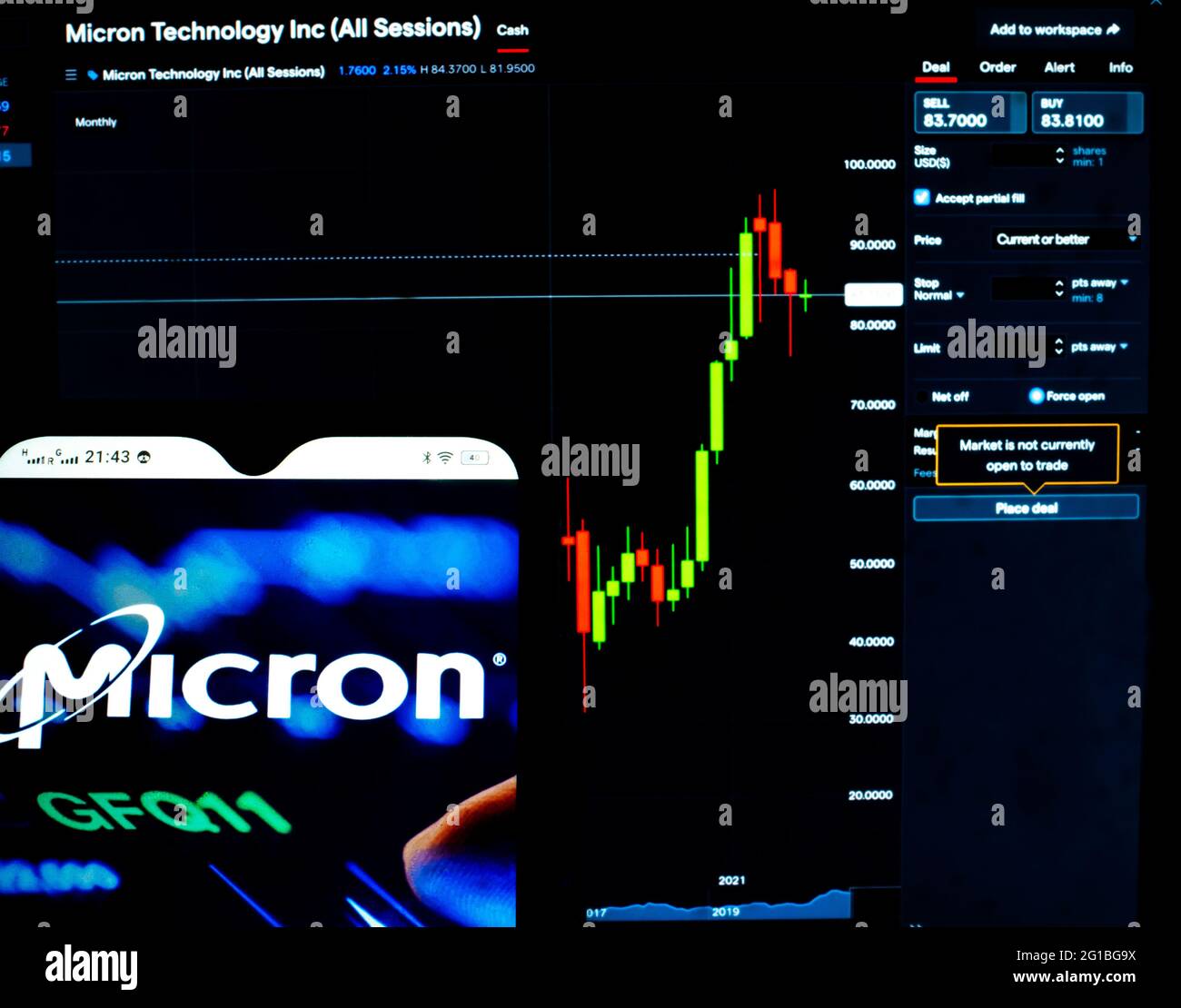 In this photo illustration, a Micron Technology logo seen displayed on ...