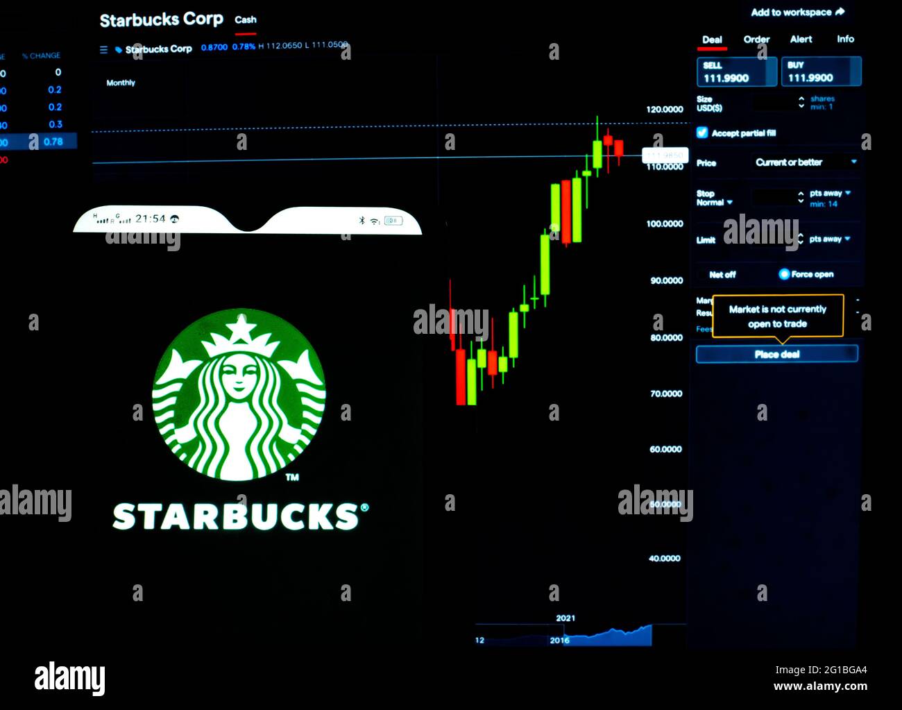 In this photo illustration a Starbucks Corporation logo seen displayed ...