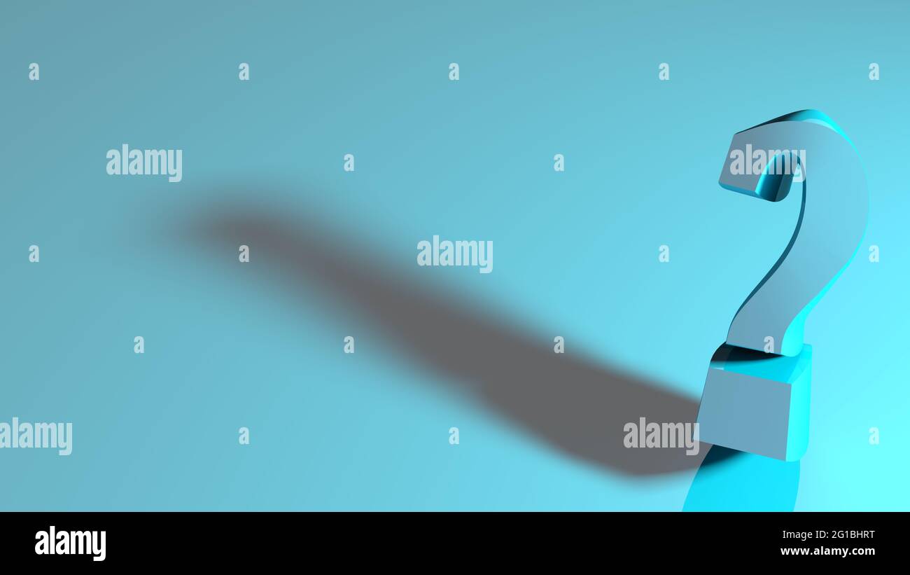 Blue question mark on blue background - 3D rendering illustration Stock ...