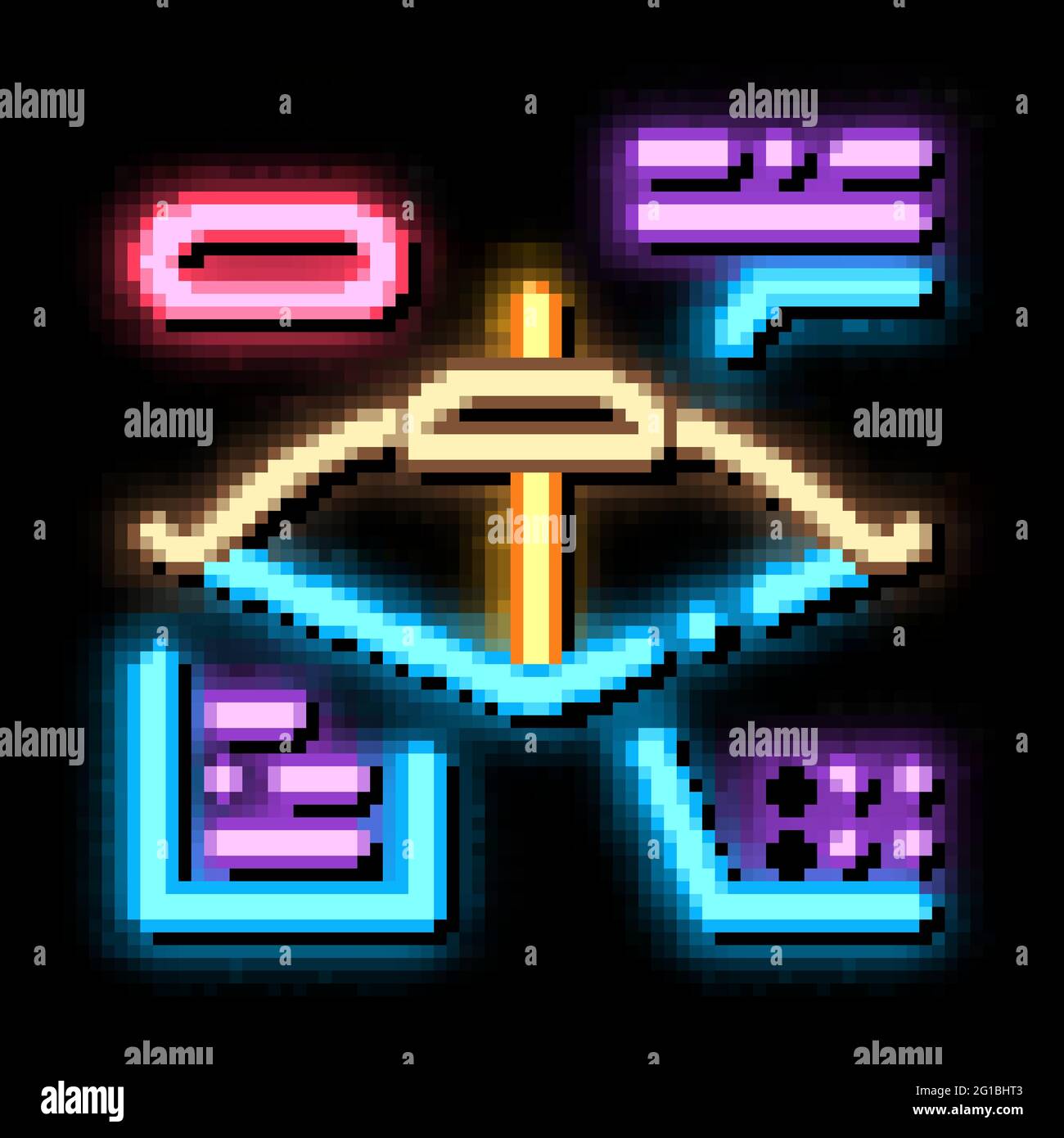 Bow And Arrow Characteristic neon glow icon illustration Stock Vector ...