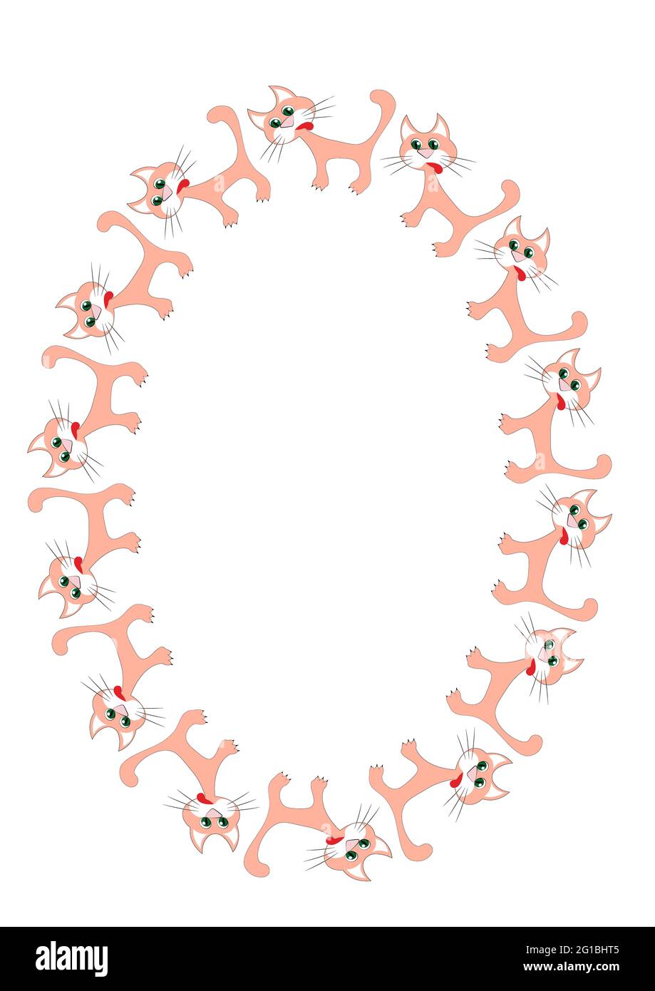 Frames of stylized cats on a white sheet of A4 format, surreal ...