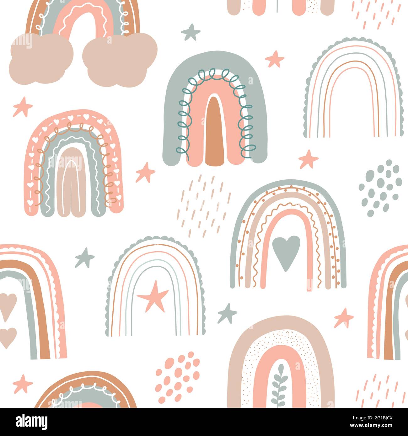 Rainbow seamless pattern. Scandinavian print for nursery room. Kids ...