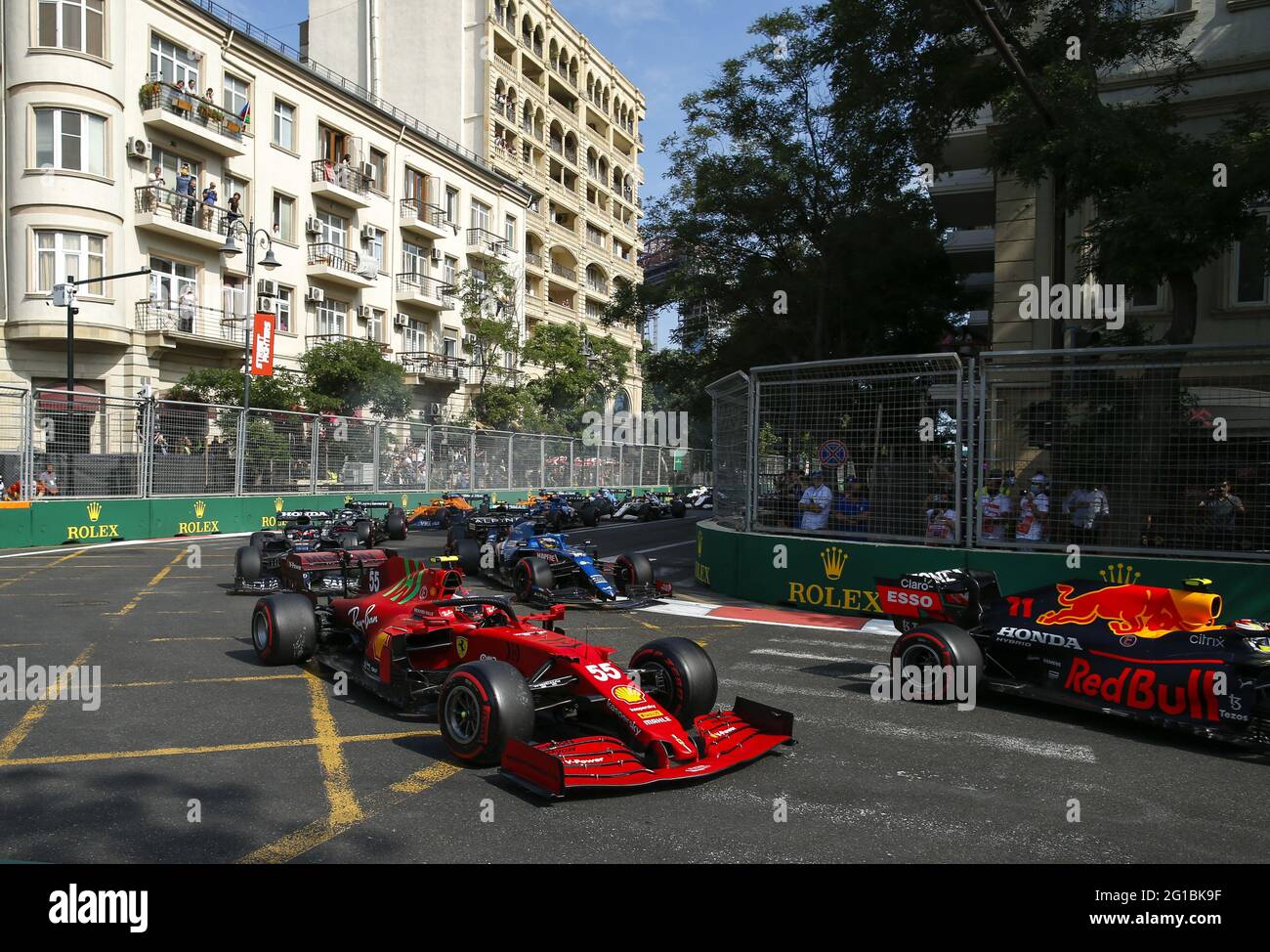 55 SAINZ Carlos (spa), Scuderia Ferrari SF21, action during the Formula 1 Azerbaijan Grand Prix ...