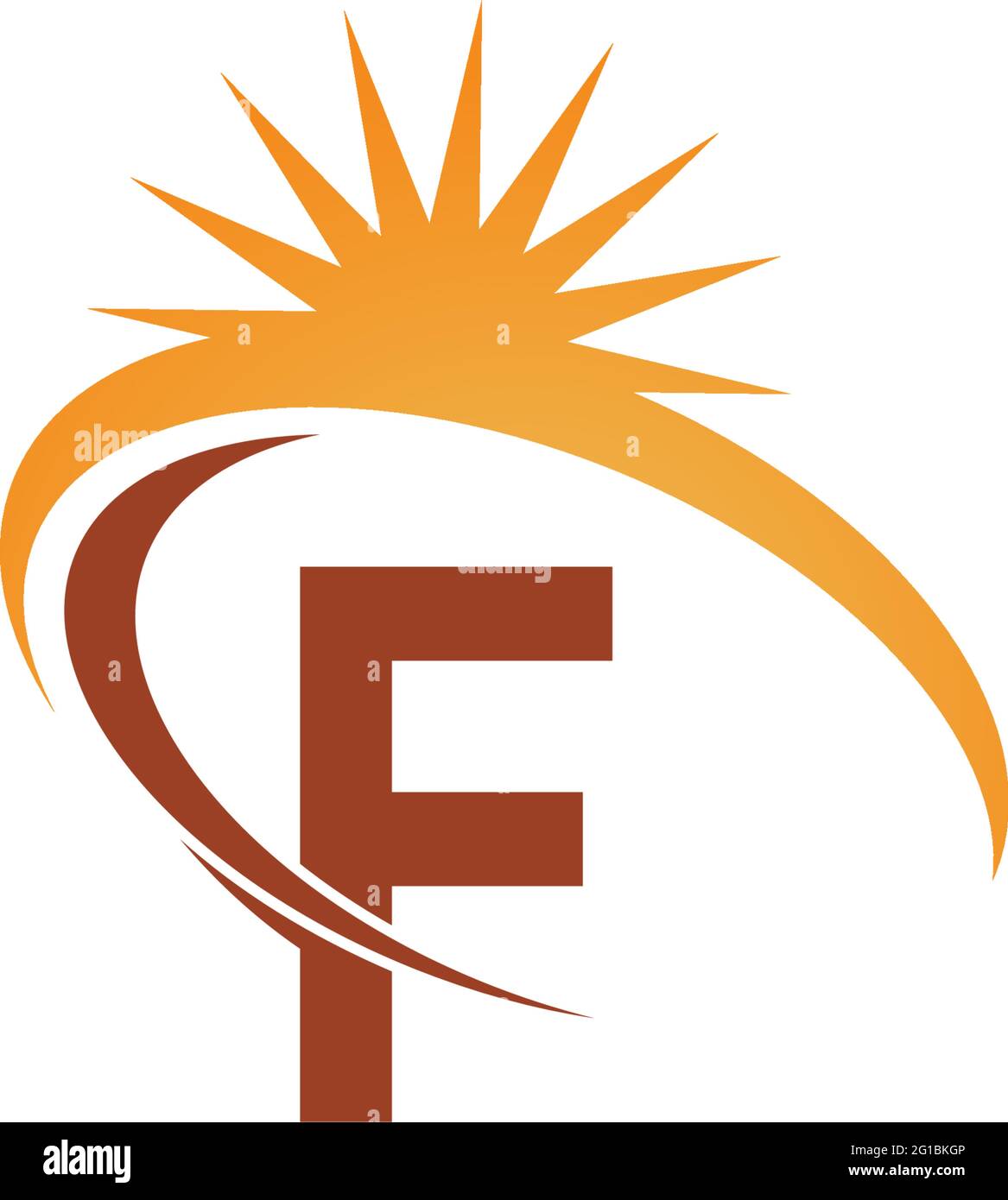Letter F with sun ray icon logo design template illustration vector ...
