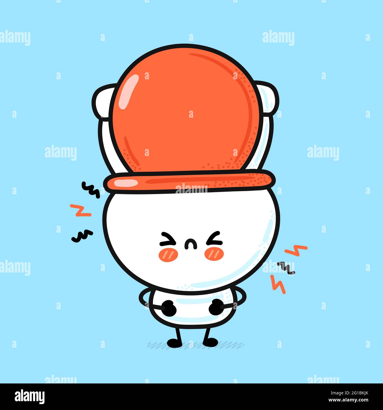 Cute funny sad white toilet bowl. Vector hand drawn cartoon kawaii ...