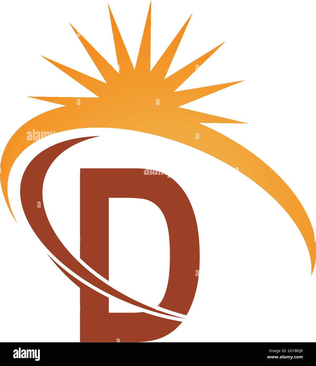 Letter D with sun ray icon logo design template illustration vector ...