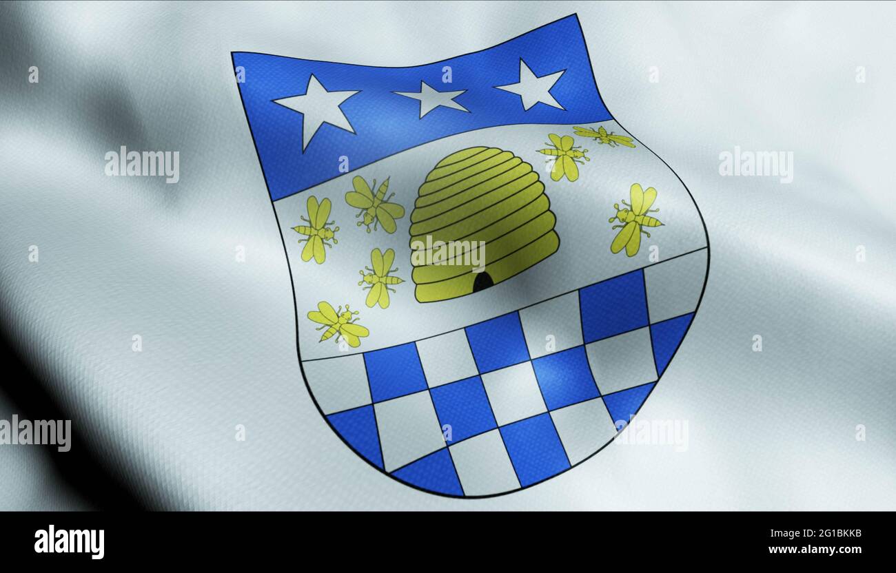 3D Illustration of a waving Switzerland region flag of La Chaux de ...