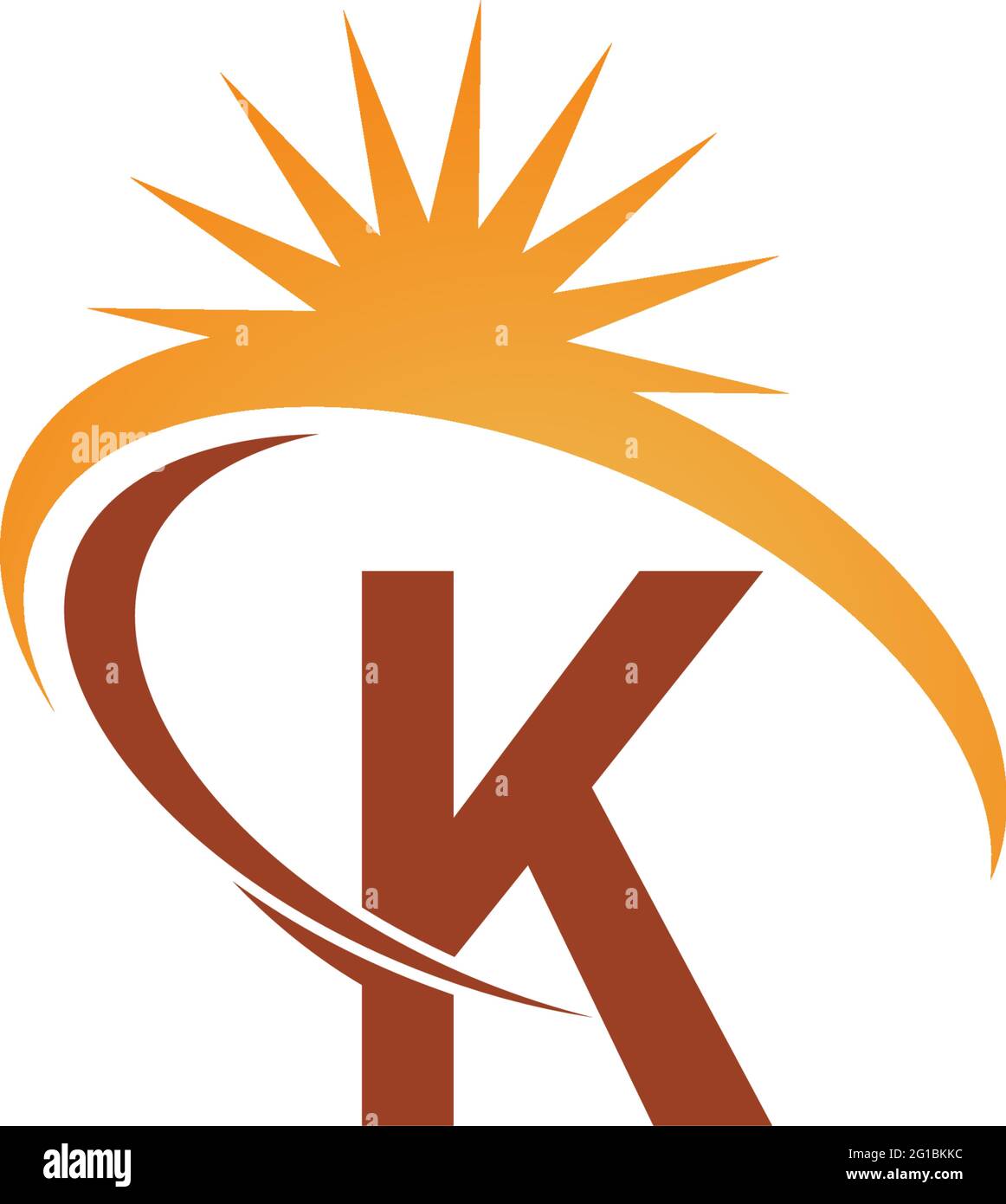 Letter K with sun ray icon logo design template illustration vector ...